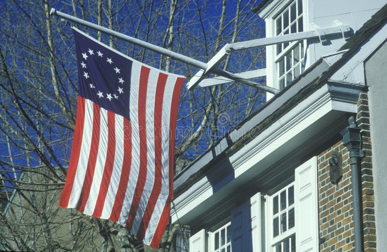 Original 13 Colony Flag Flying Stock Image - Image of colonies, states ...