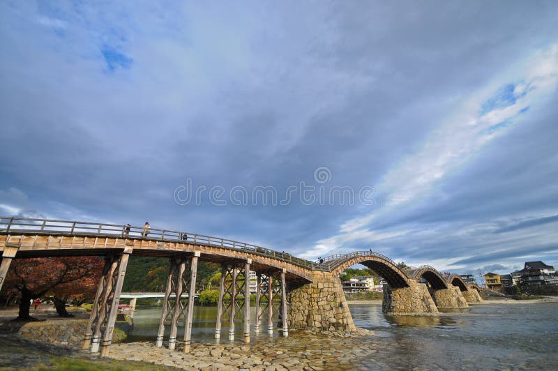 Original Ancient Stone Arc Bridge on a Calm River in Japan Stock Image ...