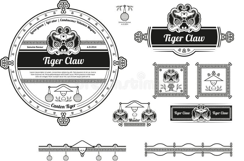 Original Beer Label and Baners Design with Chinese Elements Stock ...