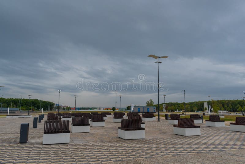 Original Benches for Rest. Moscow. Russia. Stock Photo - Image of ...