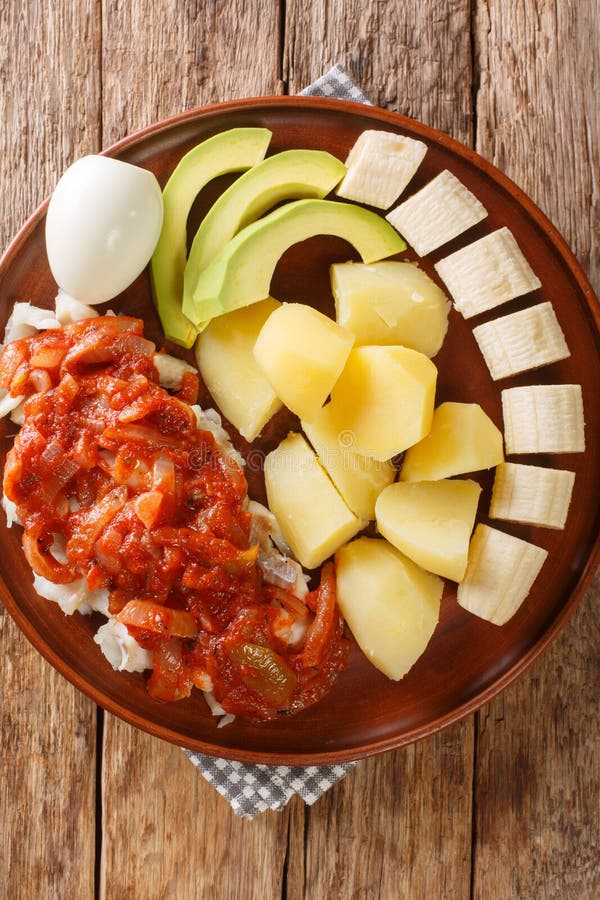Bermuda Codfish Breakfast with Onion Tomato Sauce, Boiled Potatoes ...