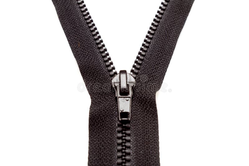 Black Zipper and Hand Closeup Isolated Stock Photo - Image of single ...