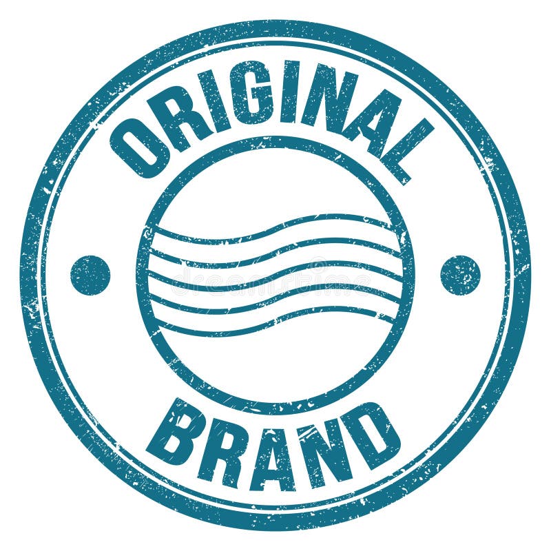 ORIGINAL BRAND Text on Blue Round Postal Stamp Sign Stock Illustration ...