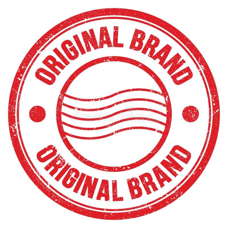 ORIGINAL BRAND Text Written on Red Round Postal Stamp Sign Stock ...