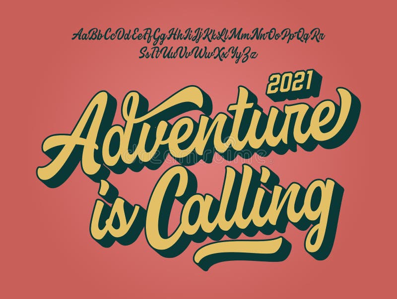 Original Brush Script Font Retro Typeface Stock Vector - Illustration ...