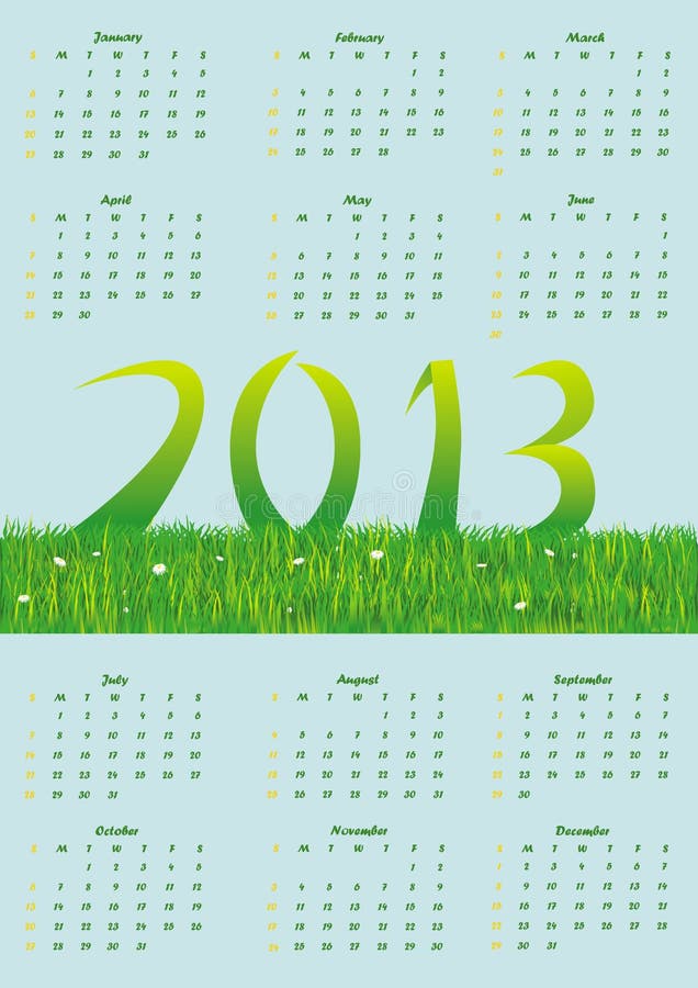 Original Calendar on a Green Background Stock Illustration ...
