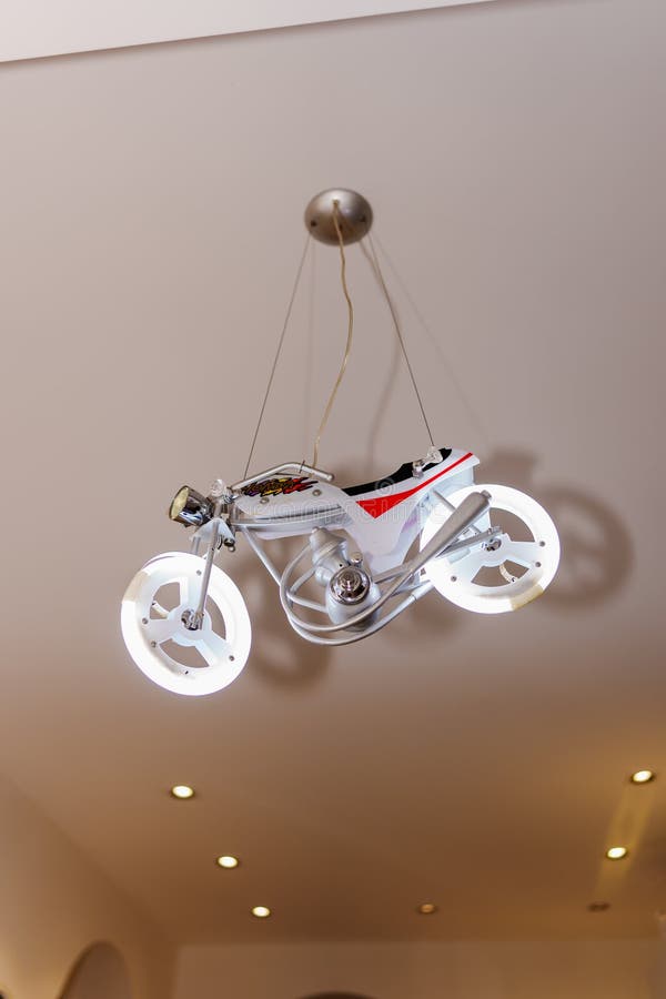 Original Ceiling Lamp in the Form of a Motorcycle. Stock Photo - Image ...