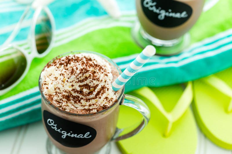 Original Cold Chocolate Drink Stock Photo - Image of fluffy, beverage ...