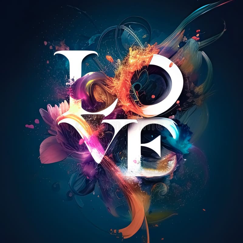 Original Color Lettering "love" Drawing Stock Illustration ...