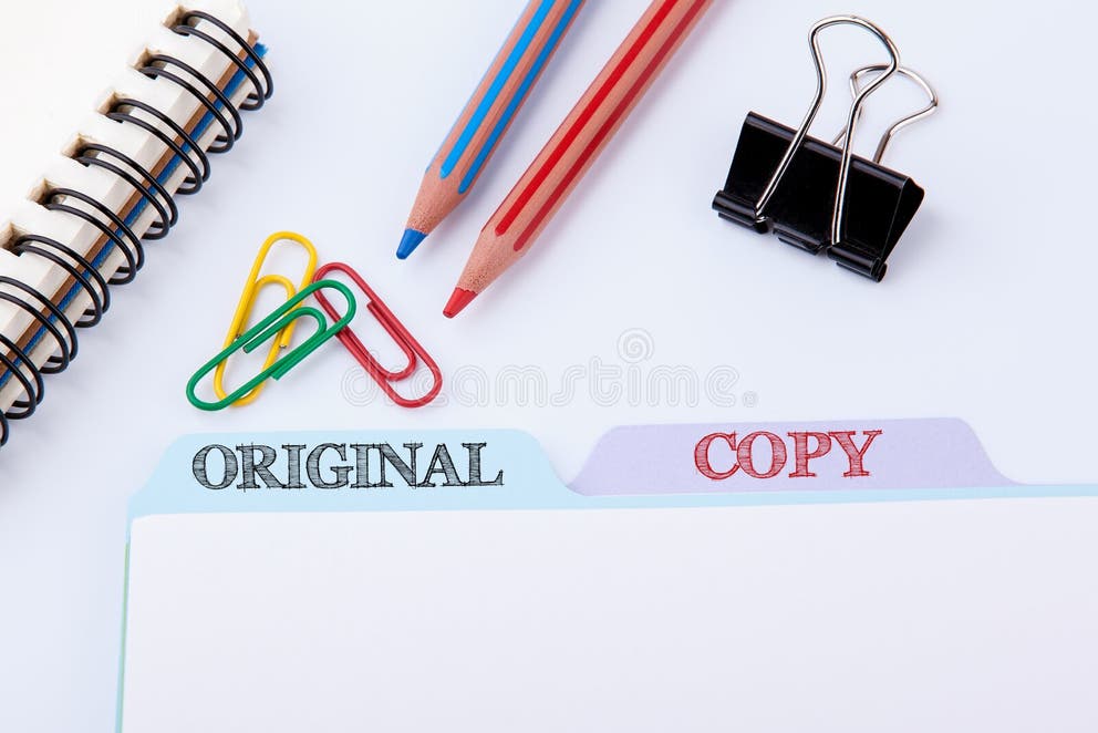 Original and Copy. Folder Register on a White Office Table Stock Photo ...