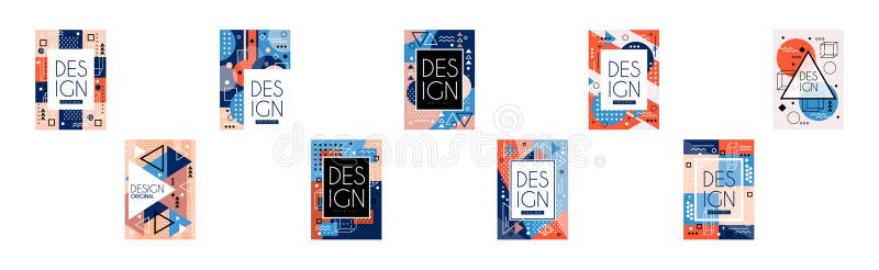Original Cover and Flyer Design with Geometric Shapes and Forms Vector ...
