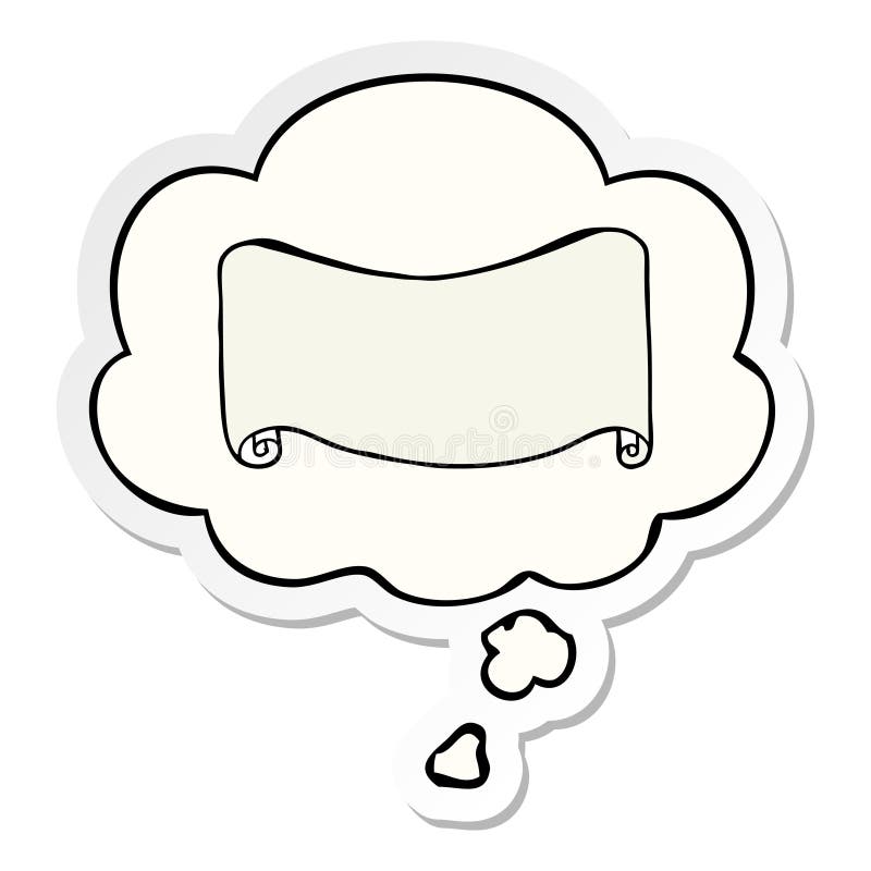 A Creative Cartoon Banner and Thought Bubble As a Printed Sticker Stock ...