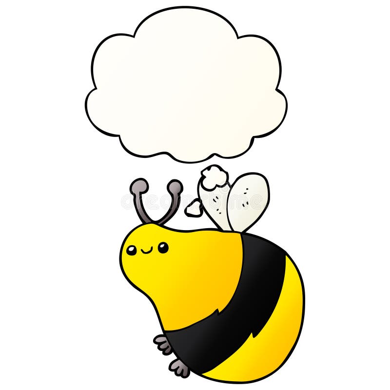 A Creative Cartoon Bee and Thought Bubble in Smooth Gradient Style ...