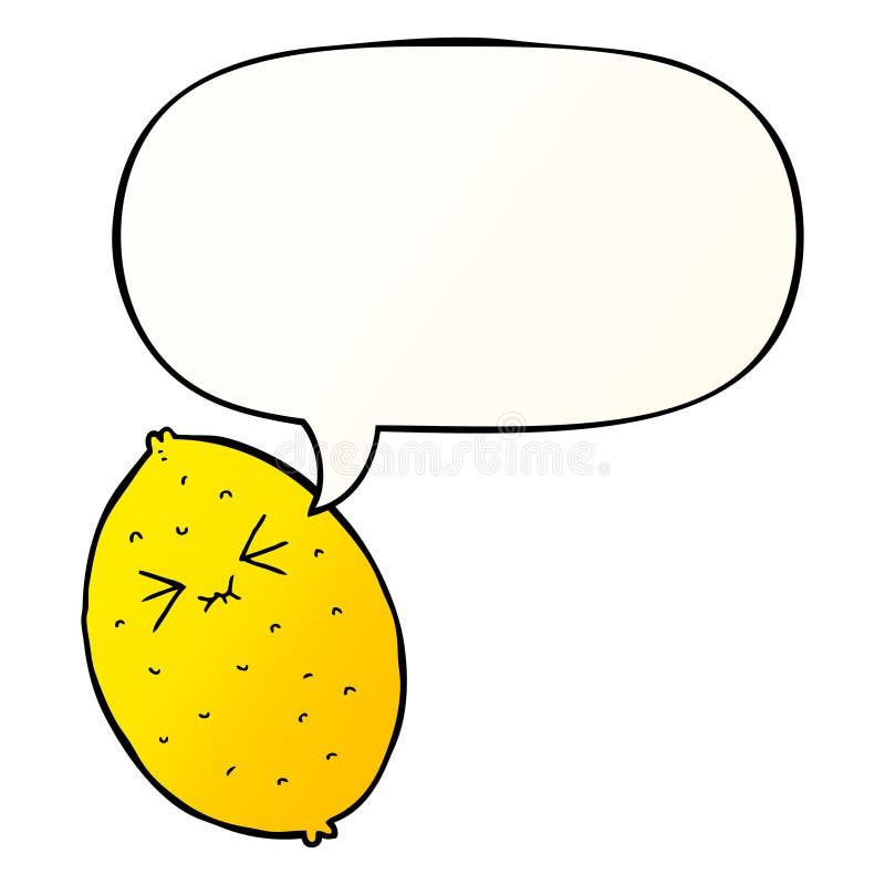 A Creative Cartoon Bitter Lemon and Speech Bubble in Smooth Gradient ...