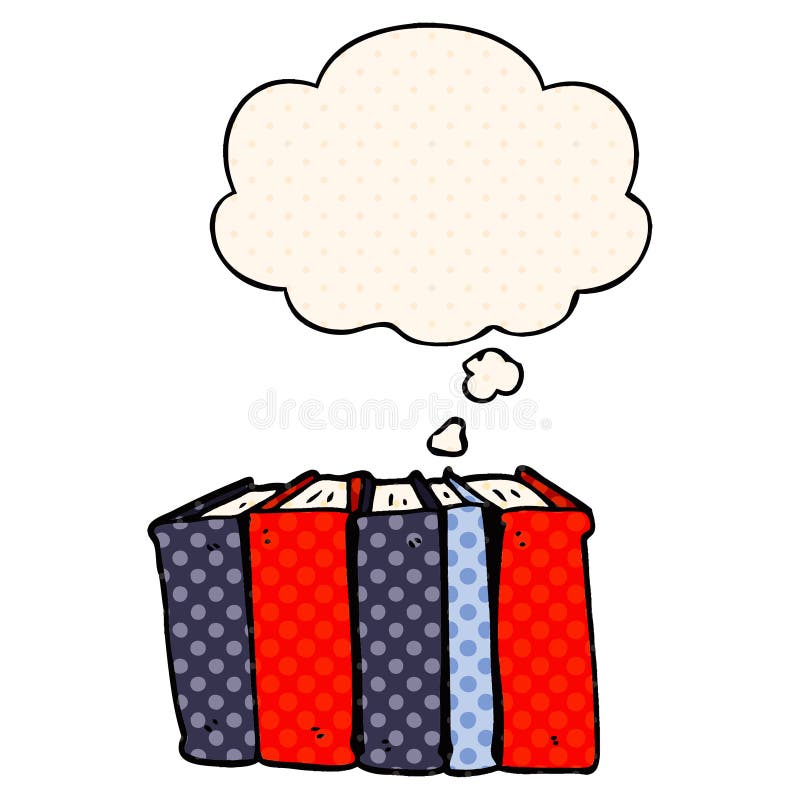 A Creative Cartoon Books and Thought Bubble in Comic Book Style Stock ...