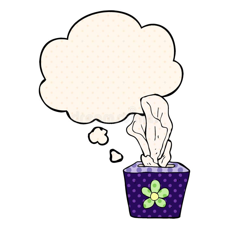 A Creative Cartoon Box of Tissues and Thought Bubble in Comic Book ...