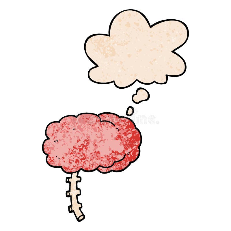 A Creative Cartoon Brain and Thought Bubble in Grunge Texture Pattern ...