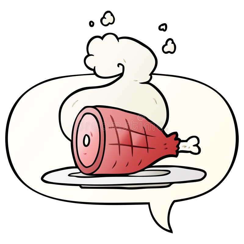 A Creative Cartoon Cooked Meat and Speech Bubble in Smooth Gradient ...