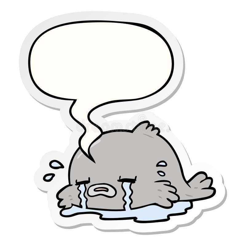 A Creative Cartoon Crying Fish and Speech Bubble Sticker Stock Vector ...