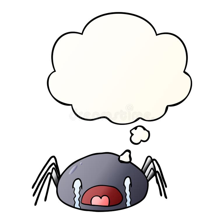 A Creative Cartoon Crying Spider and Thought Bubble in Smooth Gradient ...