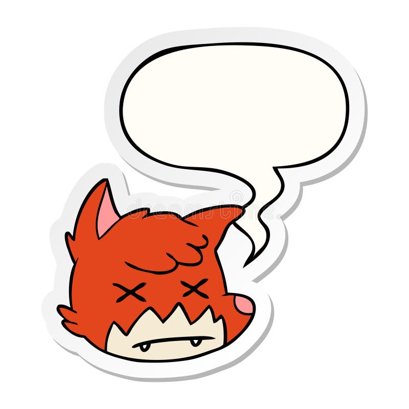 A Creative Cartoon Dead Fox Face and Speech Bubble Sticker Stock Vector ...