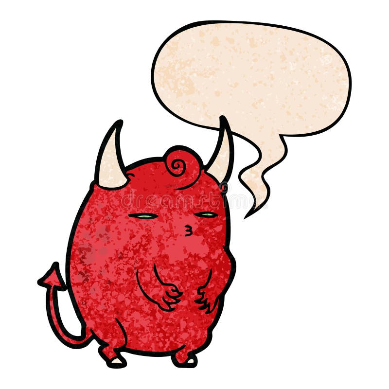 A Creative Cartoon Fat Little Halloween Devil and Speech Bubble in ...