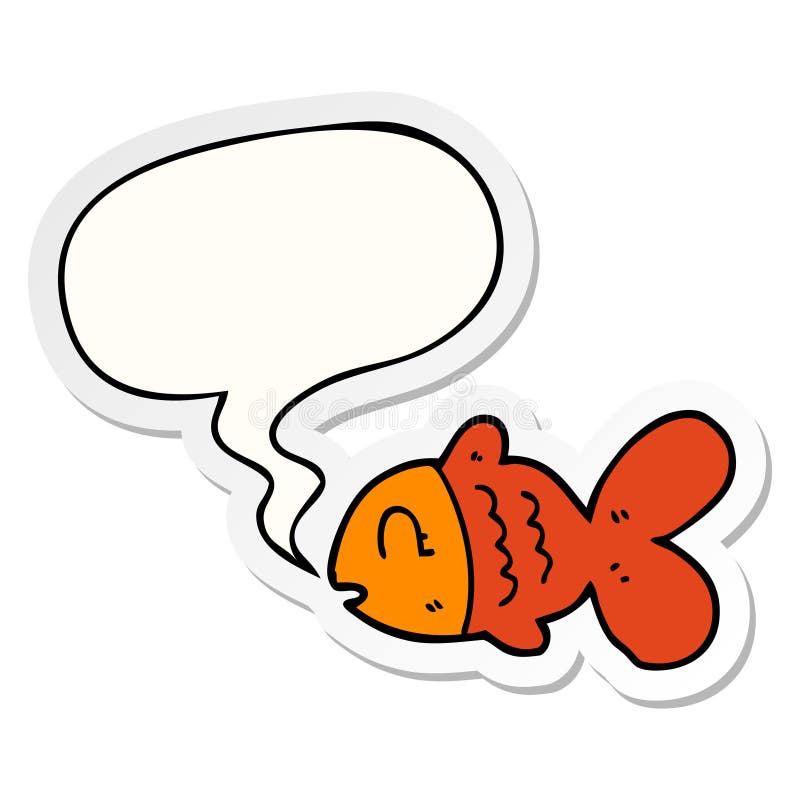 A Creative Cartoon Fish and Speech Bubble Sticker Stock Vector ...