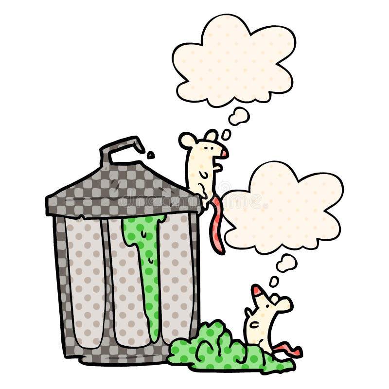 A Creative Cartoon Garbage Can and Thought Bubble in Comic Book Style ...