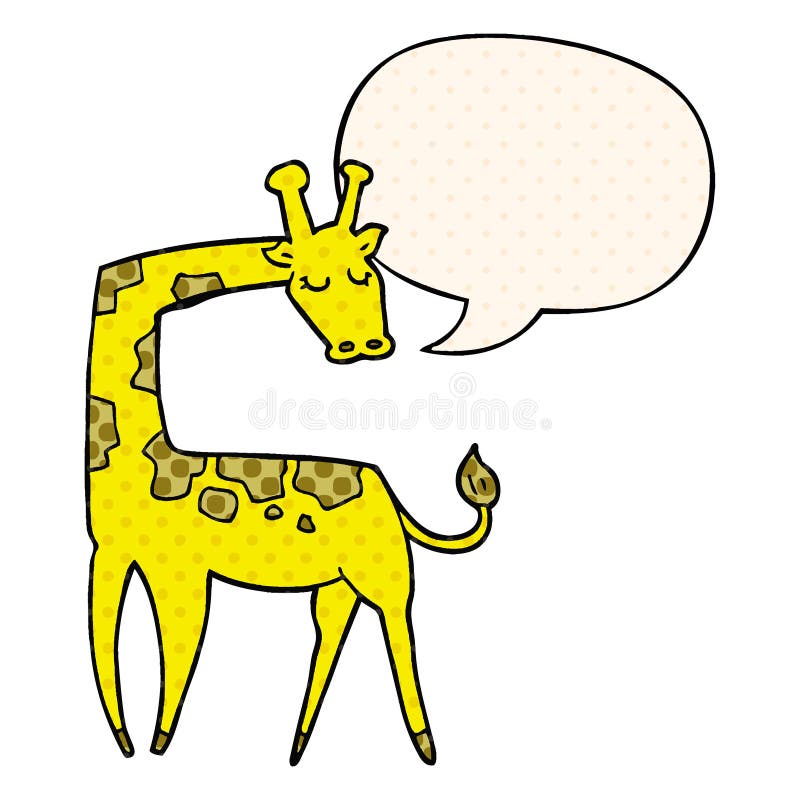 A Creative Cartoon Giraffe and Speech Bubble in Comic Book Style Stock ...