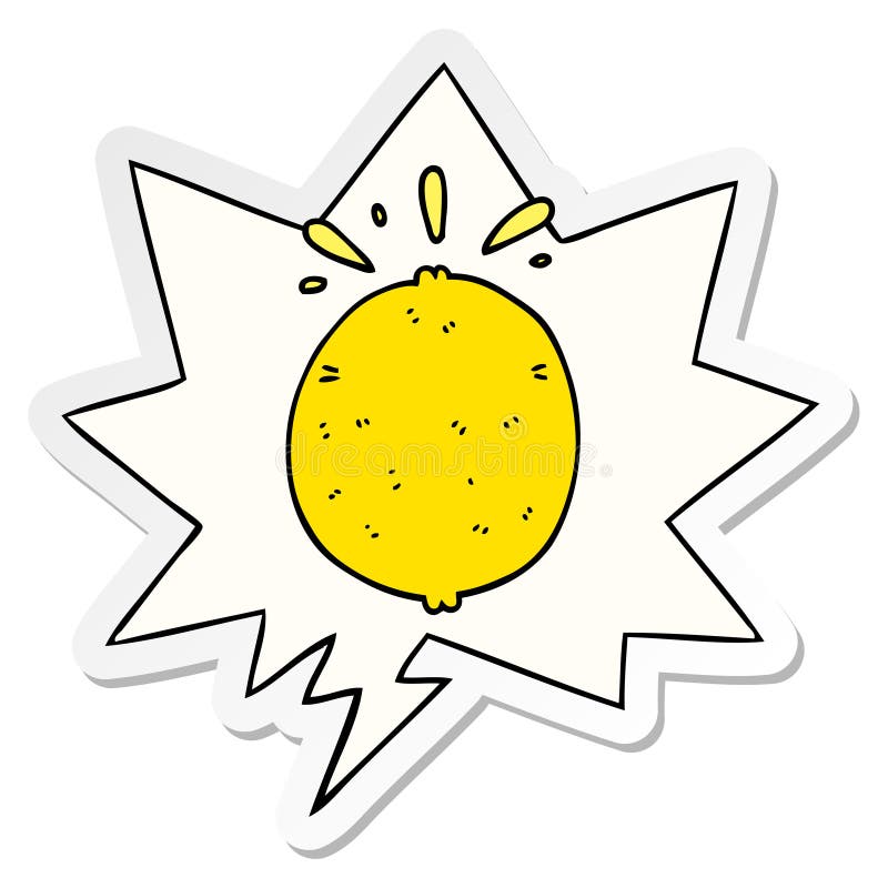 A Creative Cartoon Lemon and Speech Bubble Sticker Stock Vector ...