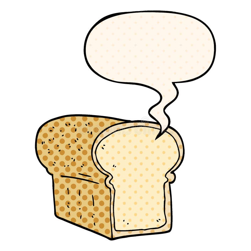 A Creative Cartoon Loaf of Bread and Speech Bubble in Comic Book Style ...