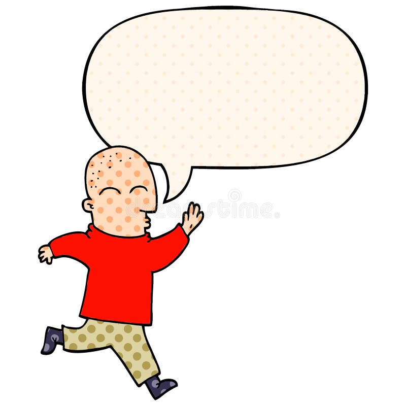 A Creative Cartoon Man Running and Speech Bubble in Comic Book Style ...