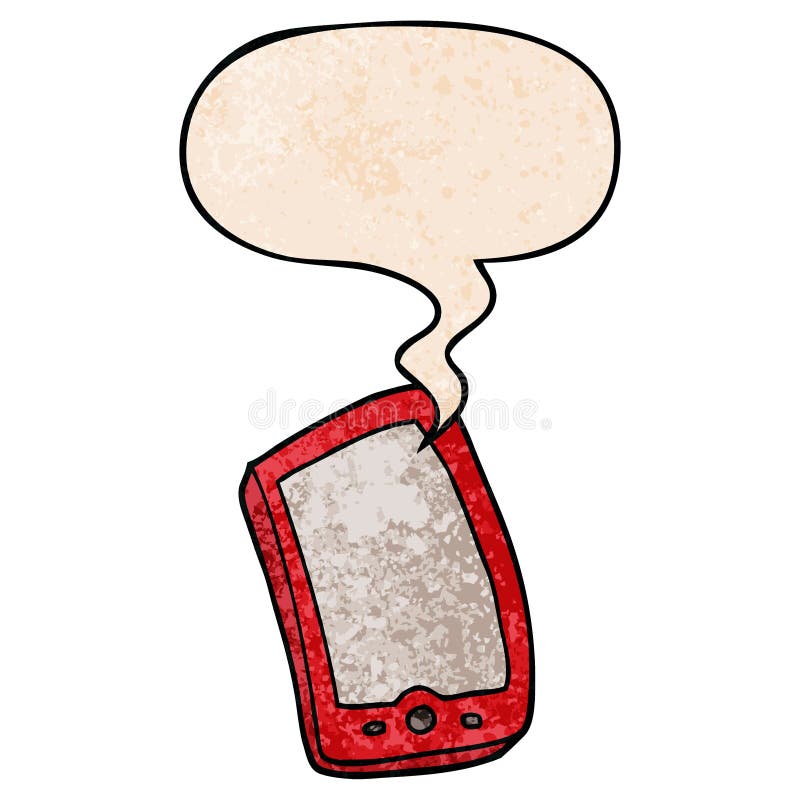 A Creative Cartoon Mobile Phone and Speech Bubble in Retro Texture ...