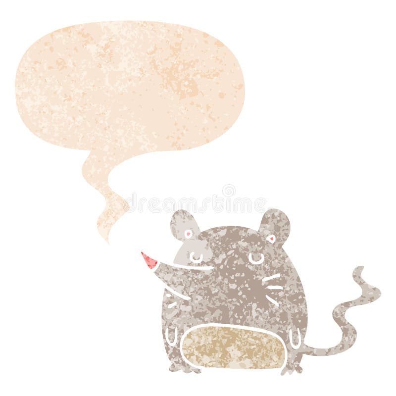A Creative Cartoon Mouse and Speech Bubble in Retro Textured Style ...