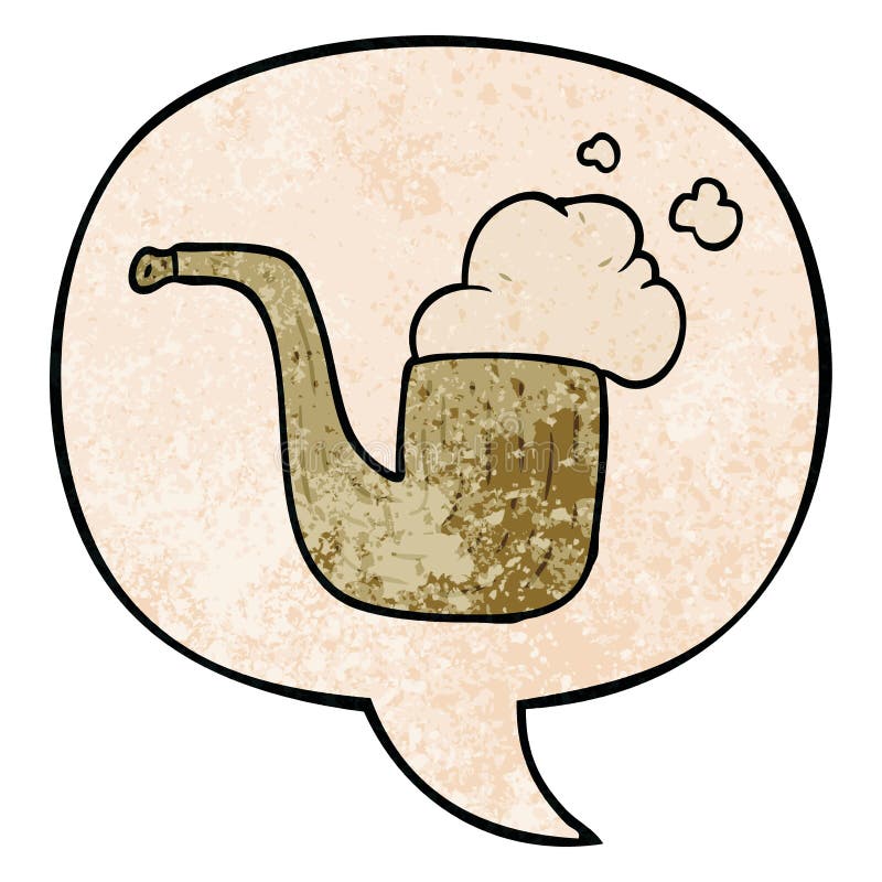 A Creative Cartoon Old Smoking Pipe and Speech Bubble in Retro Texture ...