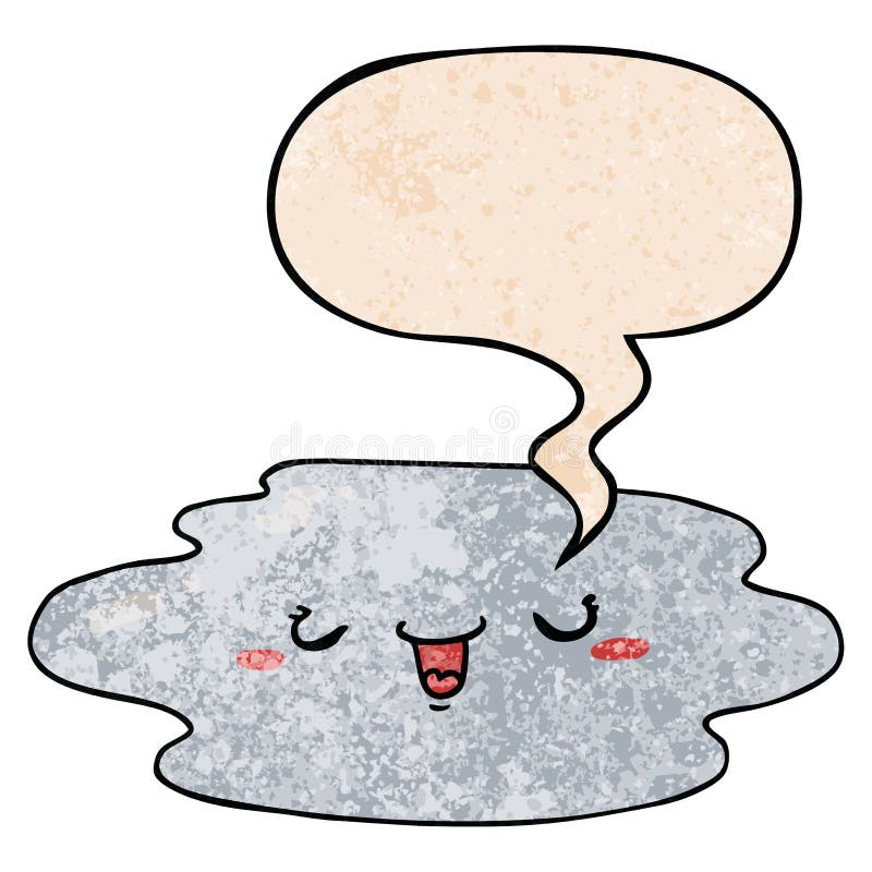 A Creative Cartoon Puddle and Face and Speech Bubble in Retro Texture ...