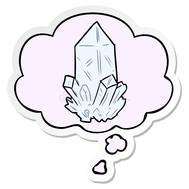 A Creative Cartoon Quartz Crystal and Thought Bubble As a Printed ...