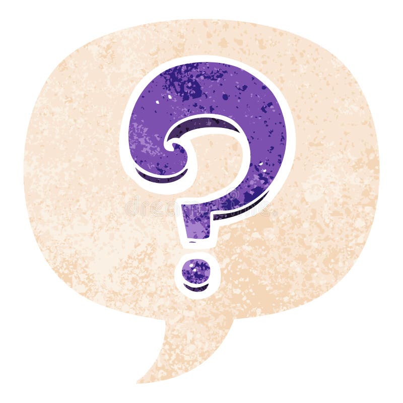 A Creative Cartoon Question Mark and Speech Bubble in Retro Textured ...