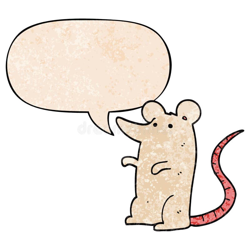 A Creative Cartoon Rat and Speech Bubble in Retro Texture Style Stock ...