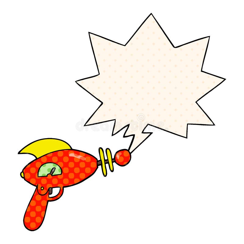 A Creative Cartoon Ray Gun and Speech Bubble in Comic Book Style Stock ...
