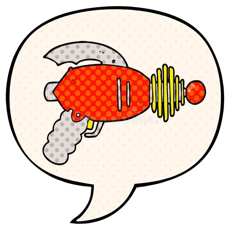 A Creative Cartoon Ray Gun and Speech Bubble in Comic Book Style Stock ...