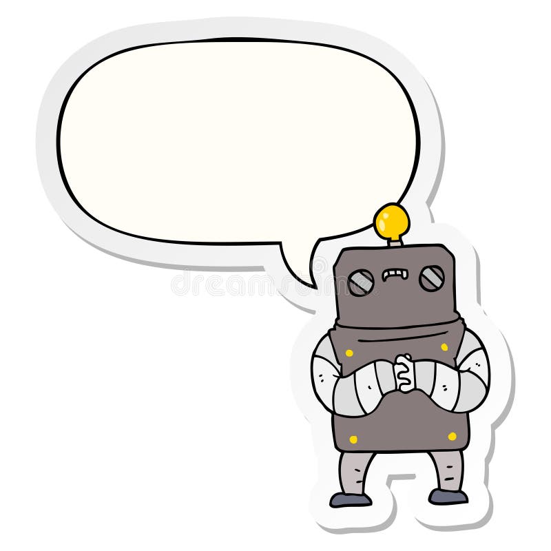 A Creative Cartoon Robot and Speech Bubble Sticker Stock Vector ...