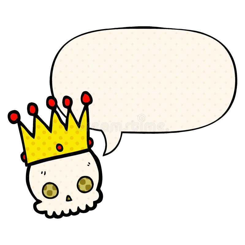 A Creative Cartoon Skull and Crown and Speech Bubble in Comic Book ...