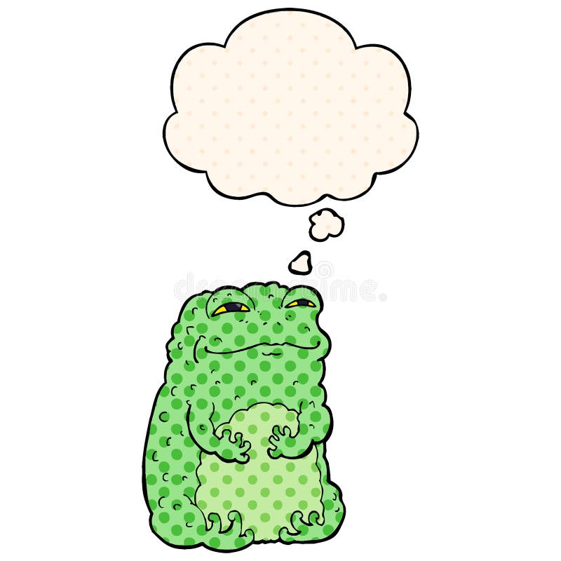 A Creative Cartoon Smug Toad and Thought Bubble in Comic Book Style ...