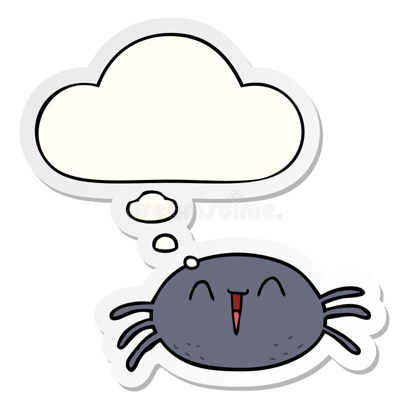 A Creative Cartoon Spider and Thought Bubble As a Printed Sticker Stock ...