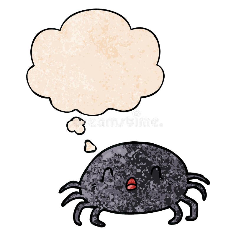 A Creative Cartoon Spider and Thought Bubble in Grunge Texture Pattern ...