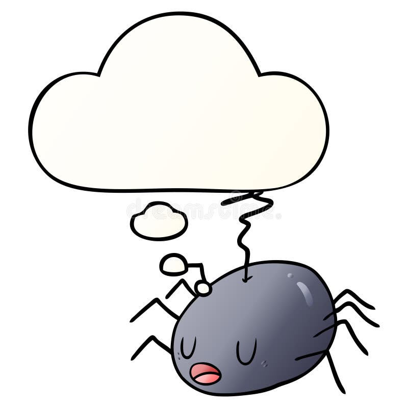 A Creative Cartoon Spider and Thought Bubble in Smooth Gradient Style ...