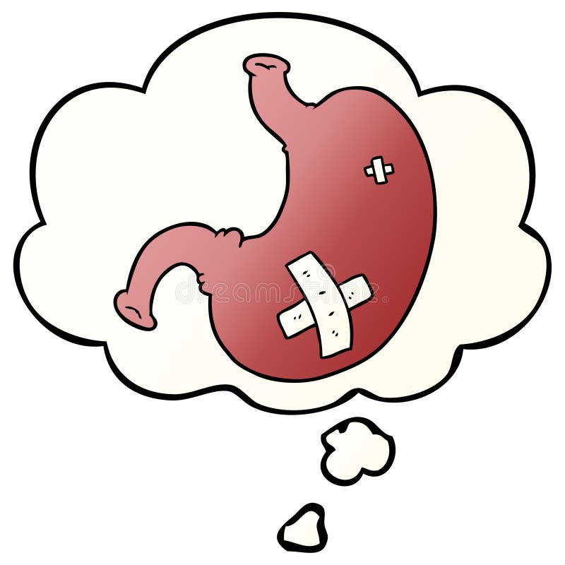 A Creative Cartoon Stomach and Thought Bubble in Smooth Gradient Style ...