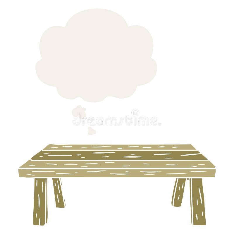A Creative Cartoon Table and Thought Bubble in Retro Style Stock Vector ...