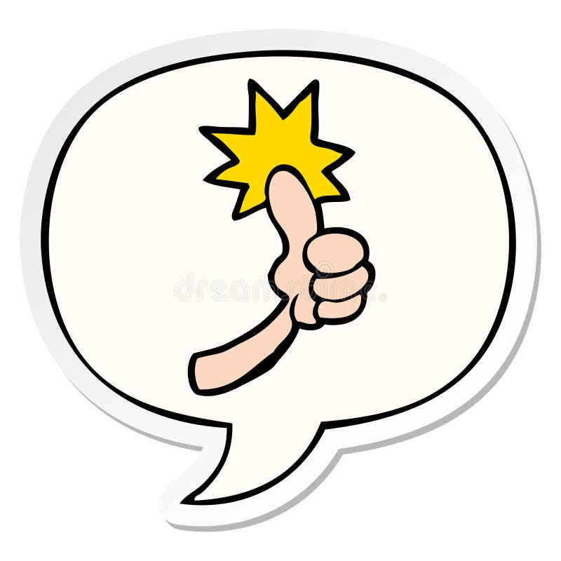 A Creative Cartoon Thumbs Up Sign and Speech Bubble Sticker Stock ...